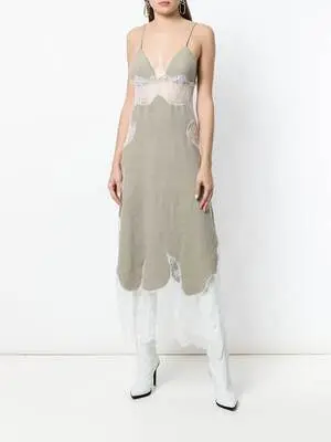 Off-White Panelled Lace Slip Dress