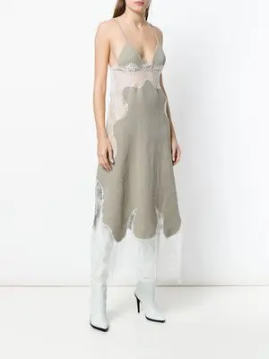 Off-White Panelled Lace Slip Dress