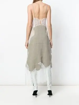 Off-White Panelled Lace Slip Dress