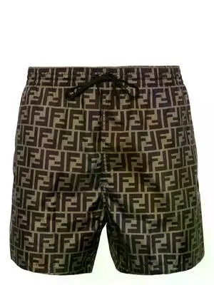 Fendi Logo-pattern Swim Shorts - Brown
