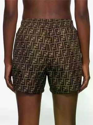 Fendi Logo-pattern Swim Shorts - Brown