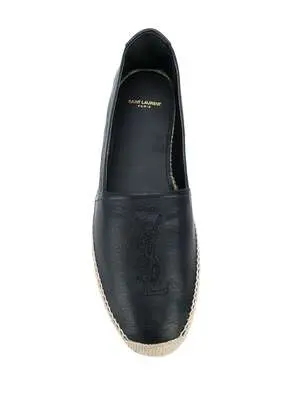 Saint Laurent Embroidered Monogram Espadrilles - Black
