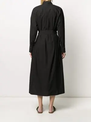 Brunello Cucinelli Pleated Bib Belted Shirt Dress