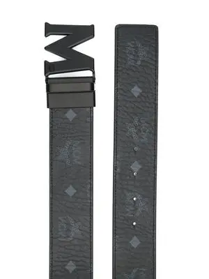 Mcm Claus M Matte Reversible Belt - Black