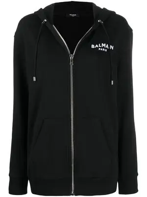 Balmain Logo Zipped Hoodie