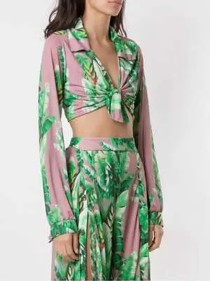 AMIR SLAMA Printed Crop Top - Green