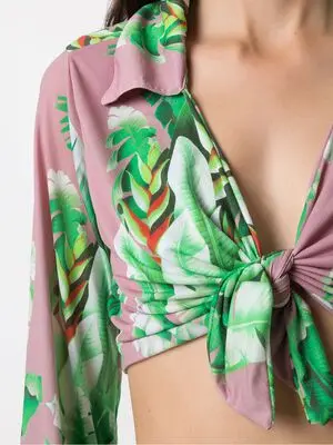 AMIR SLAMA Printed Crop Top - Green