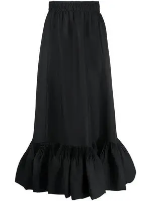 Valentino Garavani Peplum Hem Long Skirt - Black