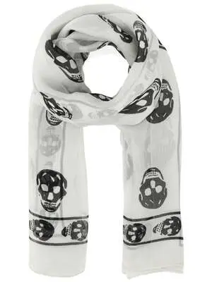 Alexander McQueen Skull Print Scarf - White