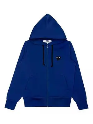 Play Comme Des Garcon Drawstring Zip Hoodie - Blue