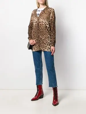 Dolce & Gabbana Leopard-print Cashmere Cardigan - Brown