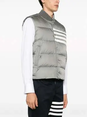 Thom Browne 4-bar Matte Nylon Down Vest - Grey