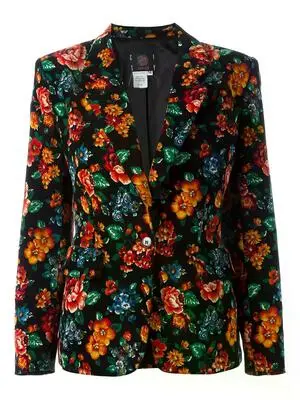 Kenzo 1980s Floral-print Blazer - Black