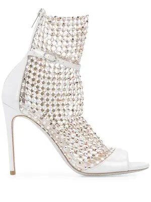 Rene Caovilla Woven Sequin 105mm Sandals - Silver