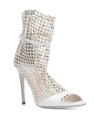 Rene Caovilla Woven Sequin 105mm Sandals - Silver