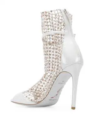 Rene Caovilla Woven Sequin 105mm Sandals - Silver