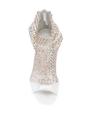 Rene Caovilla Woven Sequin 105mm Sandals - Silver