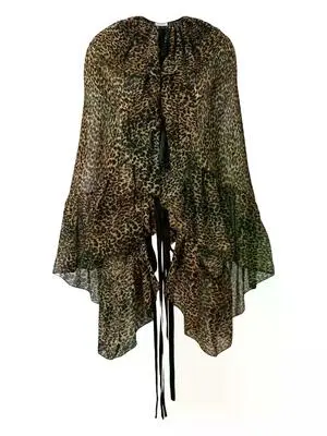 Saint Laurent Leopard-print Asymmetric Blouse