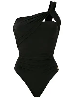 BRIGITTE Draped One-shoulder Swimsuit - Black