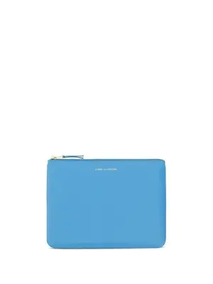 Comme Des Garçons Logo-print Leather Pouch - Blue