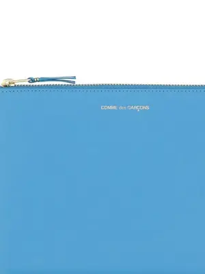 Comme Des Garçons Logo-print Leather Pouch - Blue