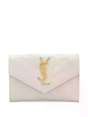 Saint Laurent Small Chevron-quilted Leather Wallet - White