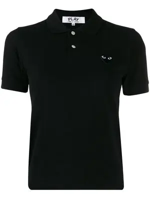 Play Comme Des Garcon Embroidered Heart Polo Shirt - Black