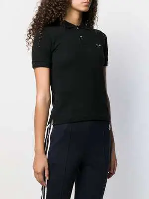 Play Comme Des Garcon Embroidered Heart Polo Shirt - Black
