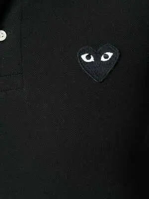 Play Comme Des Garcon Embroidered Heart Polo Shirt - Black