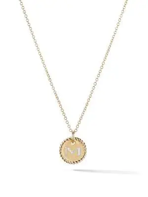 David Yurman David Yurman 18kt Yellow Gold M Initial Diamond Necklace 88adi
