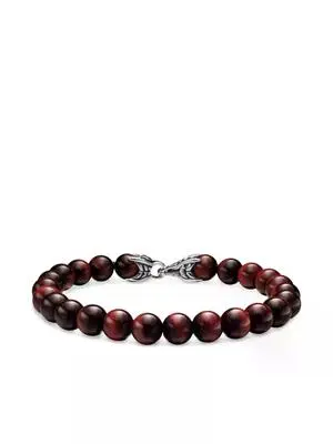 David Yurman Sterling Silver Tiger Eye Bead Bracelet - Brown