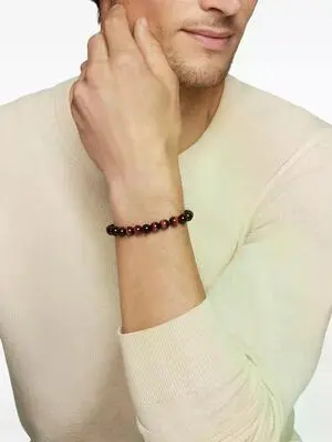David Yurman Sterling Silver Tiger Eye Bead Bracelet - Brown