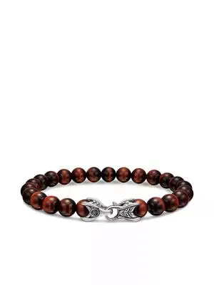 David Yurman Sterling Silver Tiger Eye Bead Bracelet - Brown