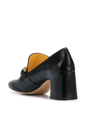 MADISON MAISON Perla Block Heel Loafers - Black