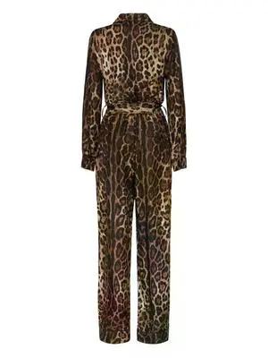 Dolce & Gabbana Leopard-print Silk Jumpsuit