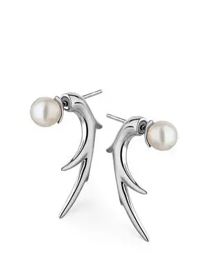 SHAUN LEANE Sterling Pearl Talon Earrings - Silver