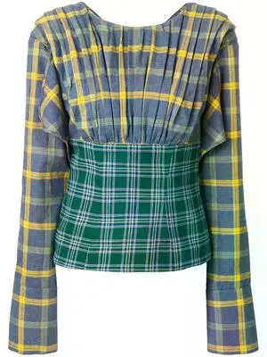 Natasha Zinko Two-tone Checked Top