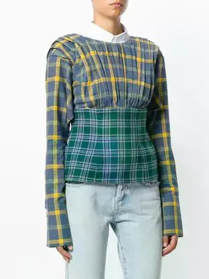Natasha Zinko Two-tone Checked Top