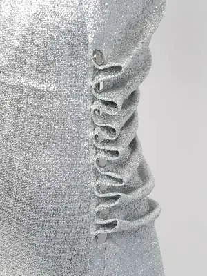 Rabanne Metallic Ruched Side Dress - Silver