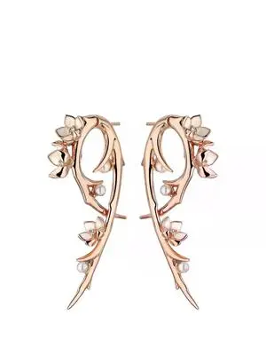 SHAUN LEANE Cherry Blossom Diamond And Pearl Earrings