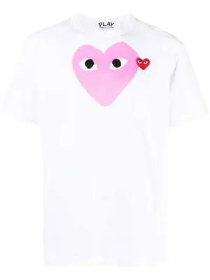 Play Comme Des Garcon Heart Print T-shirt - White