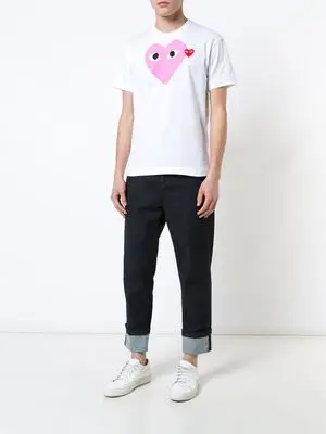 Play Comme Des Garcon Heart Print T-shirt - White