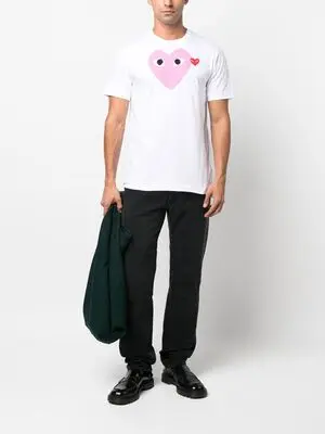 Play Comme Des Garcon Heart Print T-shirt - White