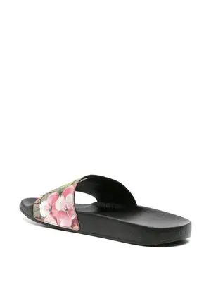 Gucci Gg Blooms Supreme Canvas Slides - Brown