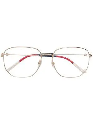 Gucci Gucci Eyewear Web-Detail Hexagonal-Frame Glasses Metallic
