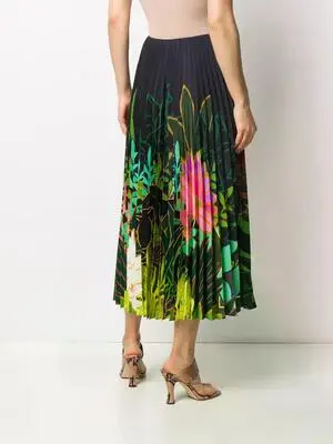 Valentino Garavani Pleated Floral-print Skirt - Blue