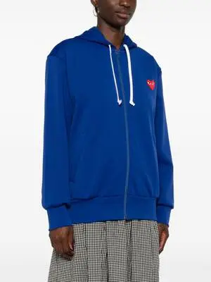 Play Comme Des Garcon Heart-patch Hoodie - Blue