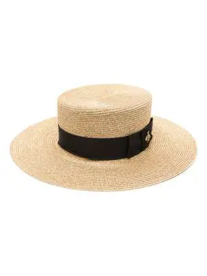 Gucci Bee-detail Lamé Boater Hat - Gold