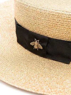 Gucci Bee-detail Lamé Boater Hat