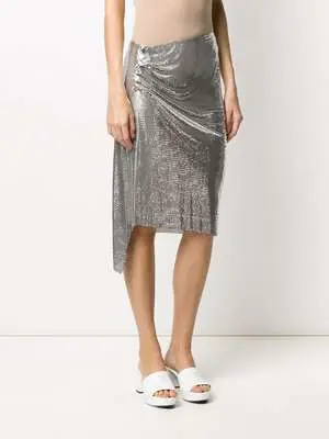 Rabanne Chainmail Ruched Skirt - Silver